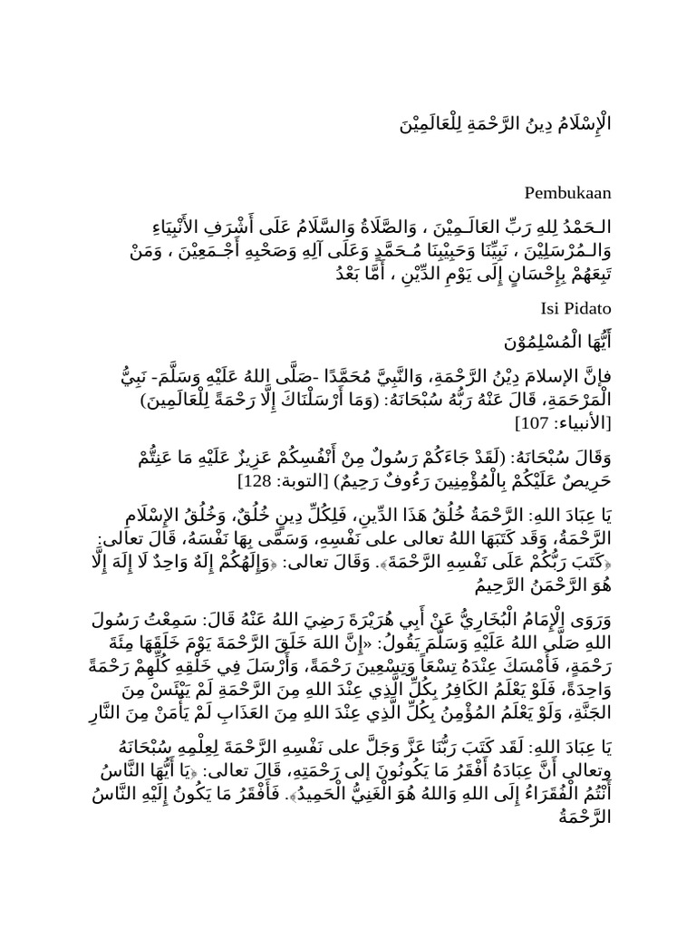 Pidato Bahasa Arab Putra | PDF