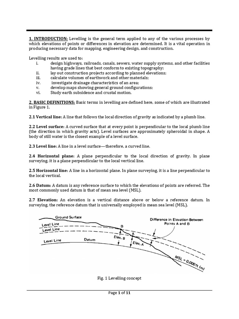Levelling (Civil, Const and Electrical) | PDF | Contour Line | Surveying