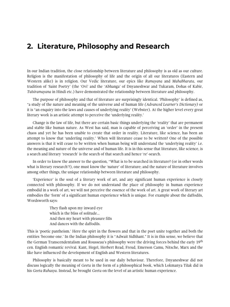 Research in Literature and Language Philosophy, Areas and Methodology ...