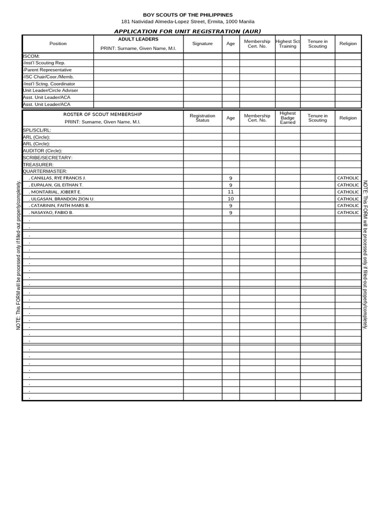 Espina Bsp Membership Aur Form | PDF | Scouting | Youth Movements