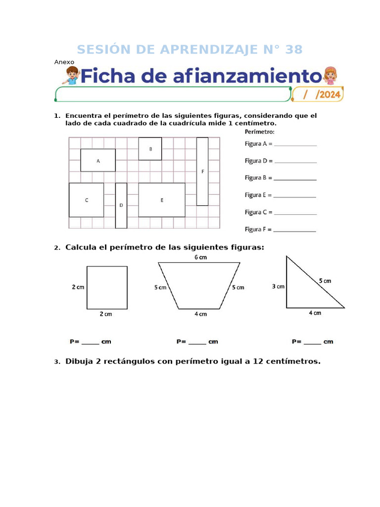 FICHA Encuentra El Perímetro de Las Siguientes Figuras | PDF