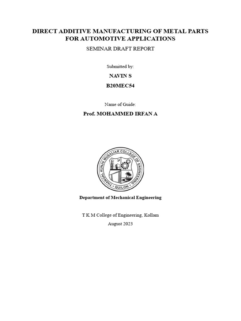 Navin S Final | PDF | 3 D Printing | Sintering