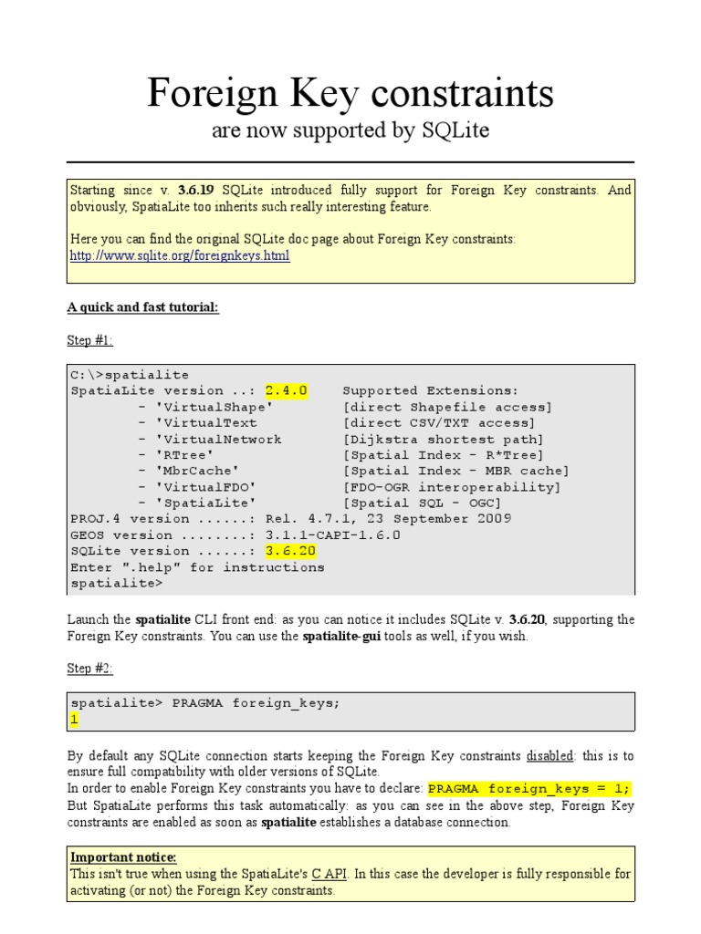 Sqlite Foreign Key Constraints Tutorial Pdf Computer Programming