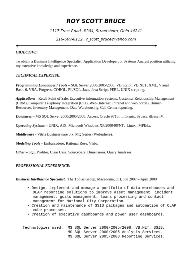Dice Resume CV Scott Bruce | PDF | Microsoft Sql Server | Sql