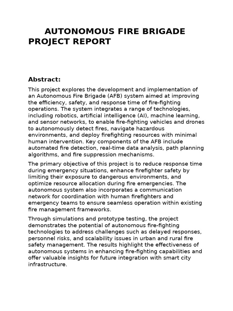Autonomous Fire Brigade Project Overview | PDF | Unmanned Aerial ...