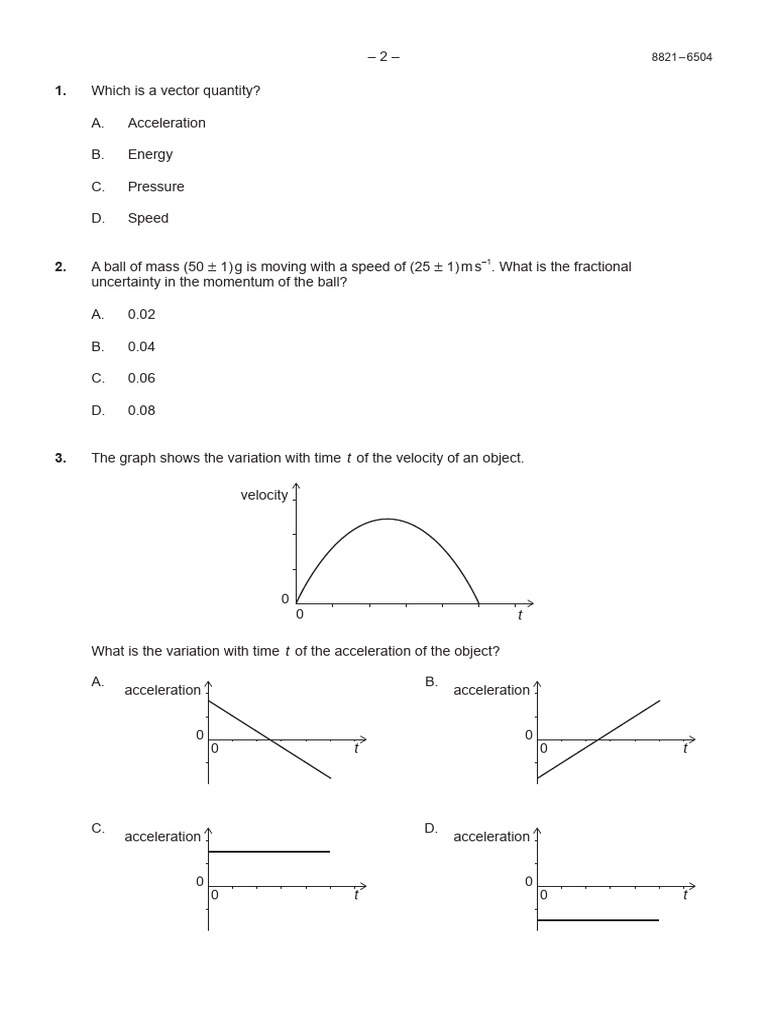 Physics_paper_1__SL | PDF | Force | Acceleration