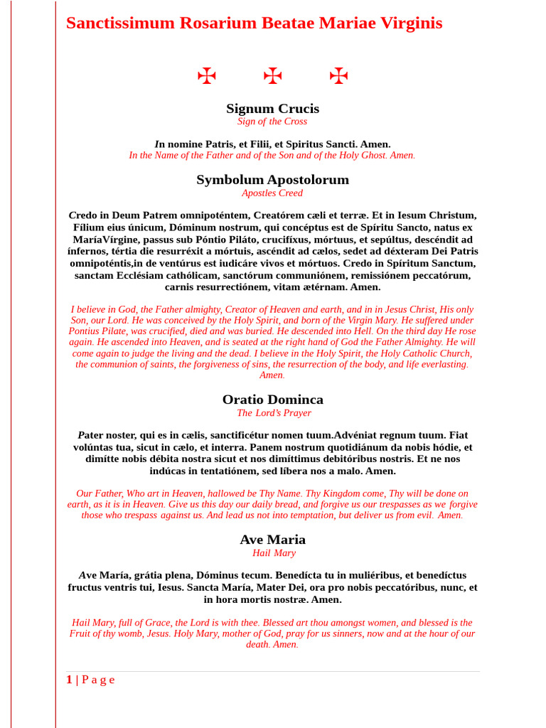 Sanctissimum Rosarium Beatae Mariae Virginis | PDF | Rosary | Lord's Prayer