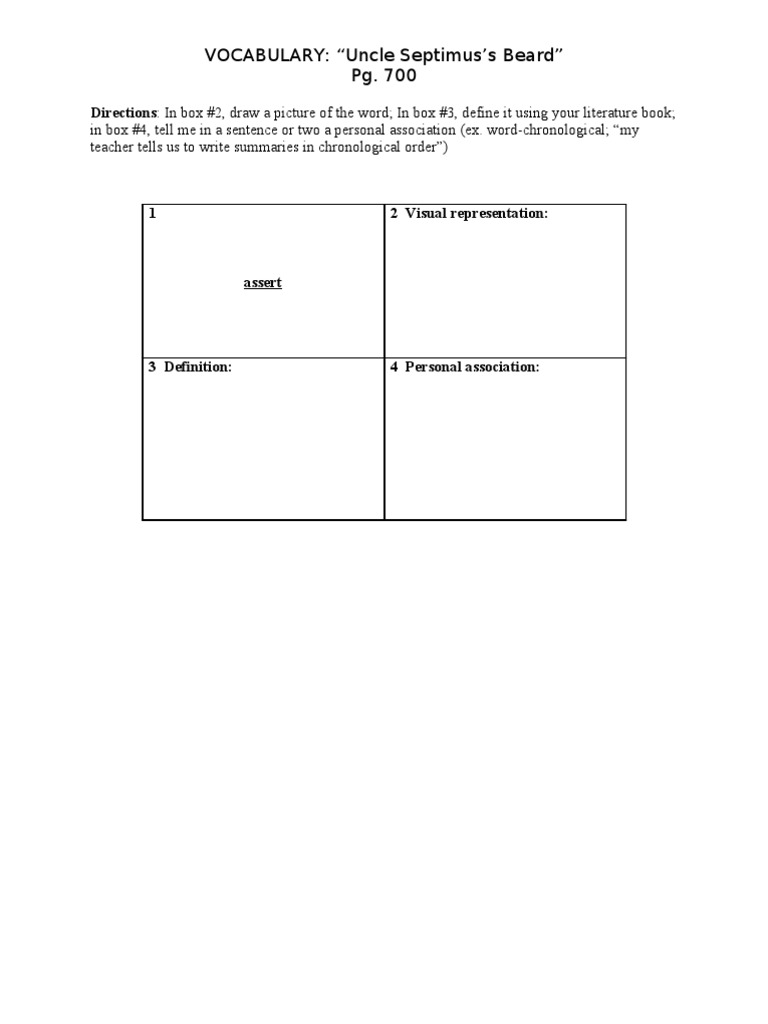 Uncle Septimus's Beard (Vocab) | PDF | Semiotics | Linguistics