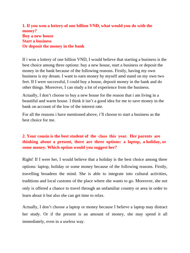 SPEAKING PART 2 VSTEP | PDF