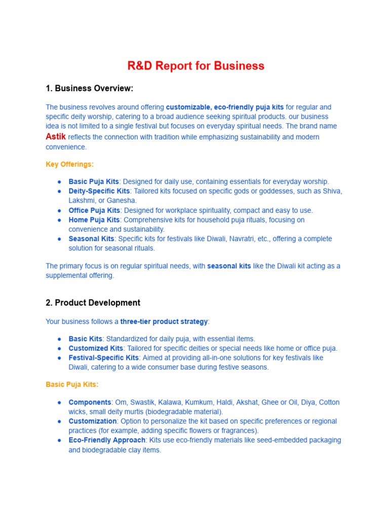 R&D Report For Business | PDF | Subscription Business Model | Logistics