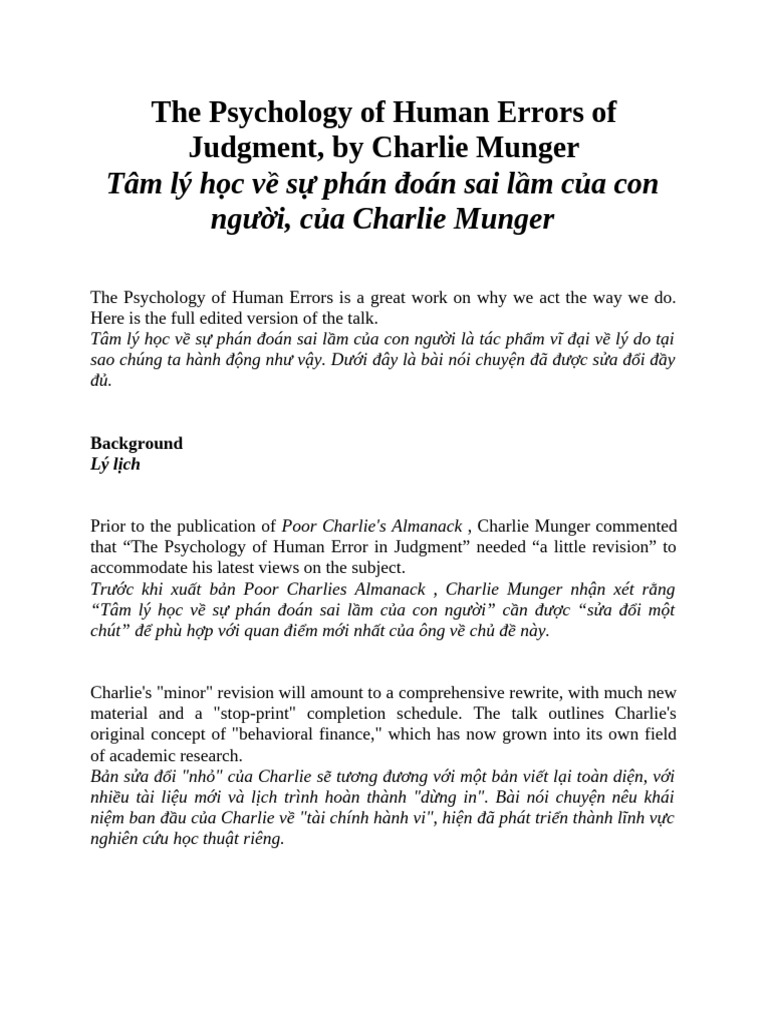 The Psychology of Human Misjudgment | PDF