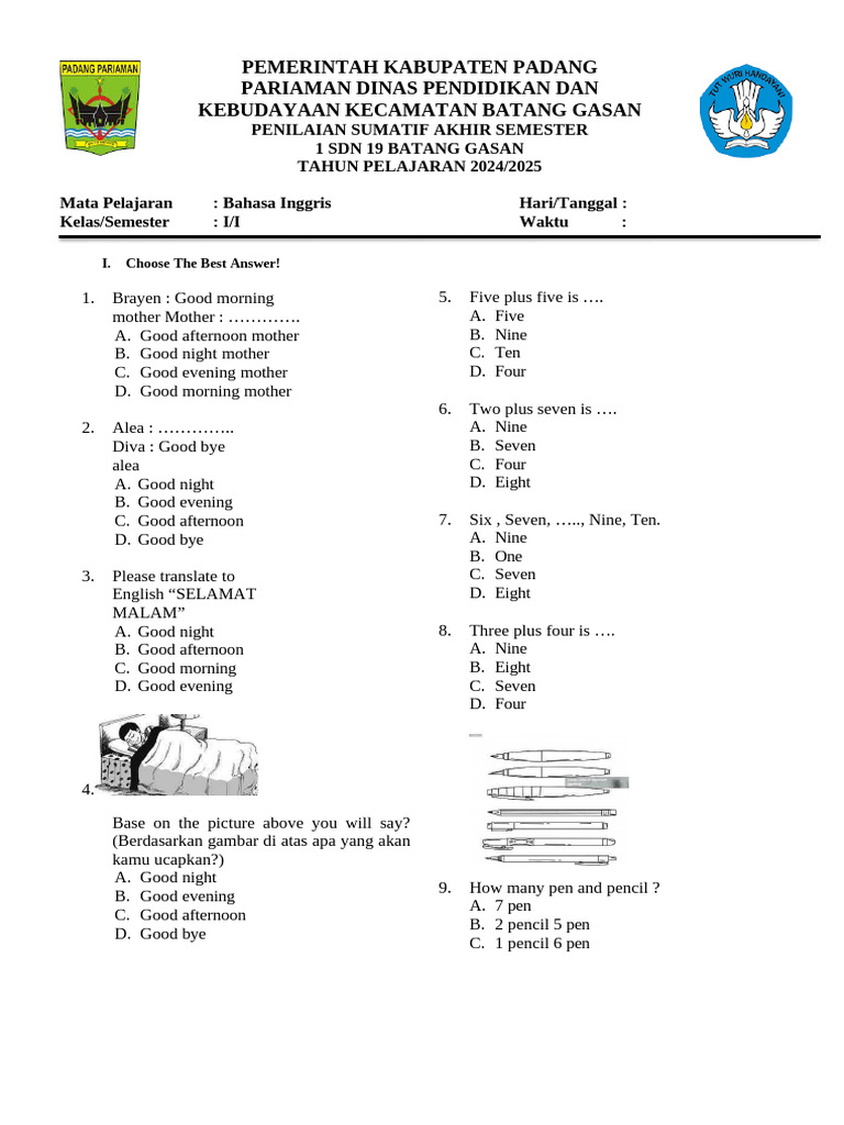 SAS b.ing kelas 1(1) (1) | PDF