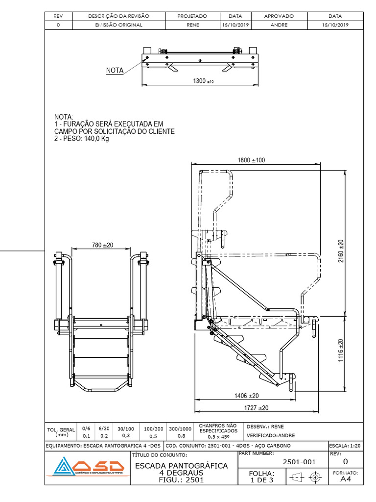 Escada Pantografica 4 Degraus | PDF | Aço | Setor secundário da economia