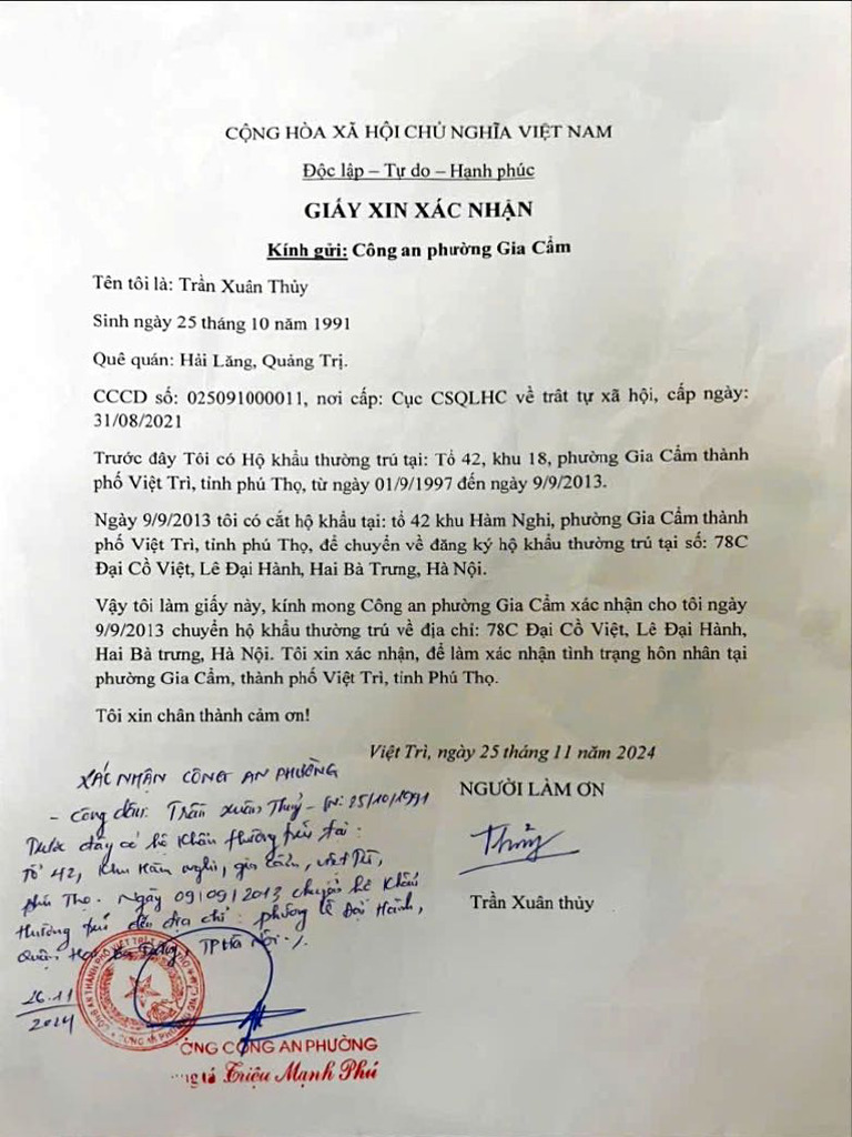 Giay Xac Nhan Cu Tru | PDF