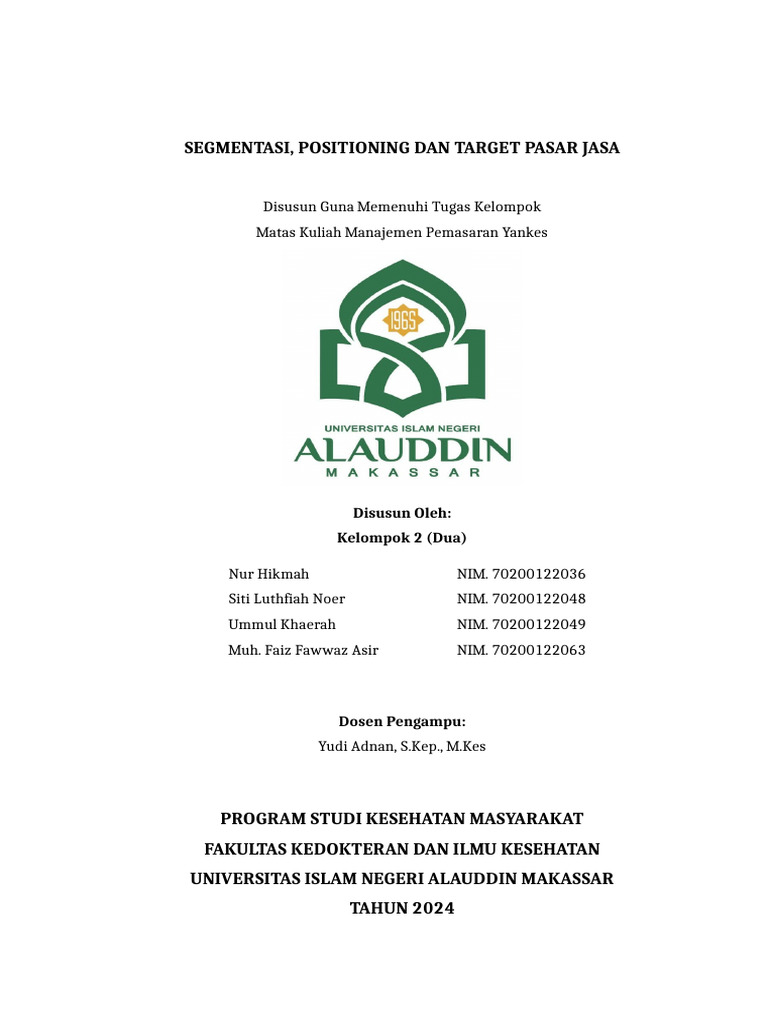 Segmentasi dan Target Pasar Jasa | PDF