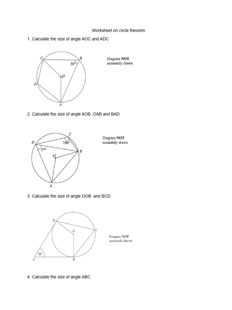 1 .Worksheet On Circle Theorem | PDF