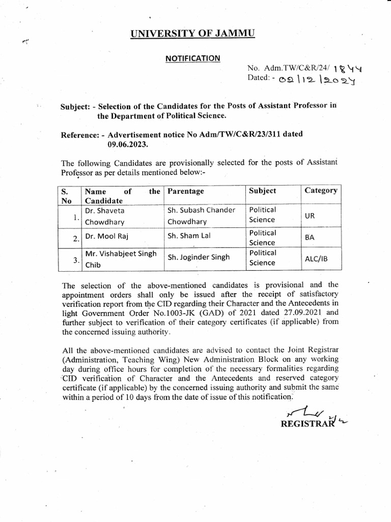Assistant Professor Political Science | PDF