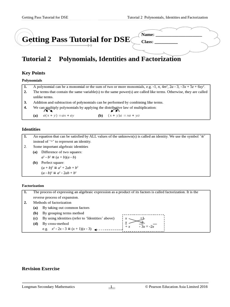 Getting_Pass_Tutorial_02 | PDF | Factorization | Polynomial Getting_Pass_Tutorial_02 | PDF | Factorization | Polynomial