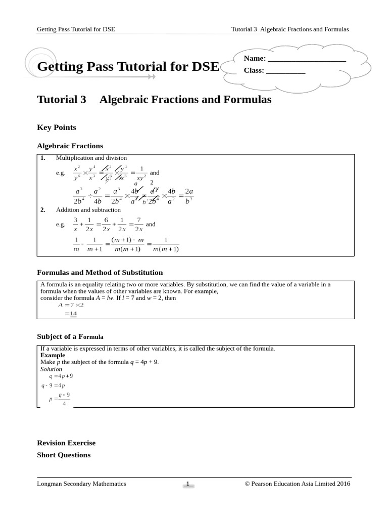 Getting_Pass_Tutorial_03 | PDF | Algebra | Formula Getting_Pass_Tutorial_03 | PDF | Algebra | Formula