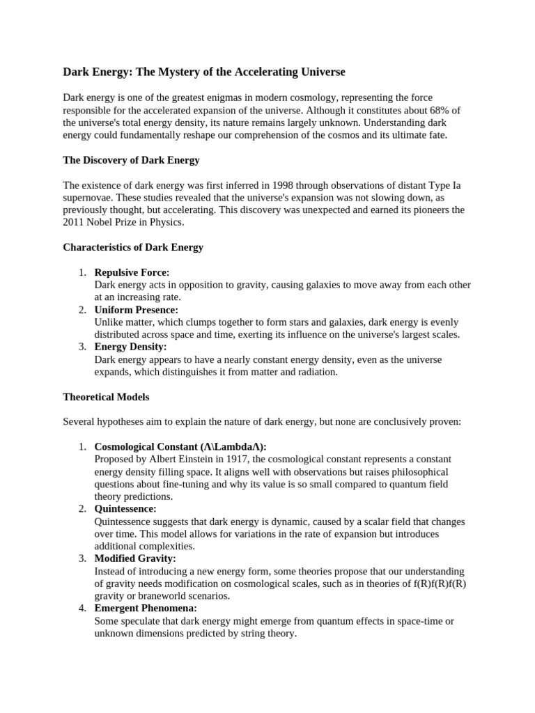 Dark Energy | PDF | Dark Energy | Universe Dark Energy | PDF | Dark Energy | Universe
