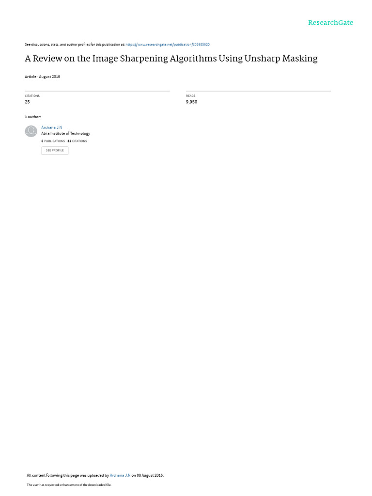Areviewonthe Image Sharpening Algorithms Using Unsharp Masking 1 Pdf Wavelet Filter