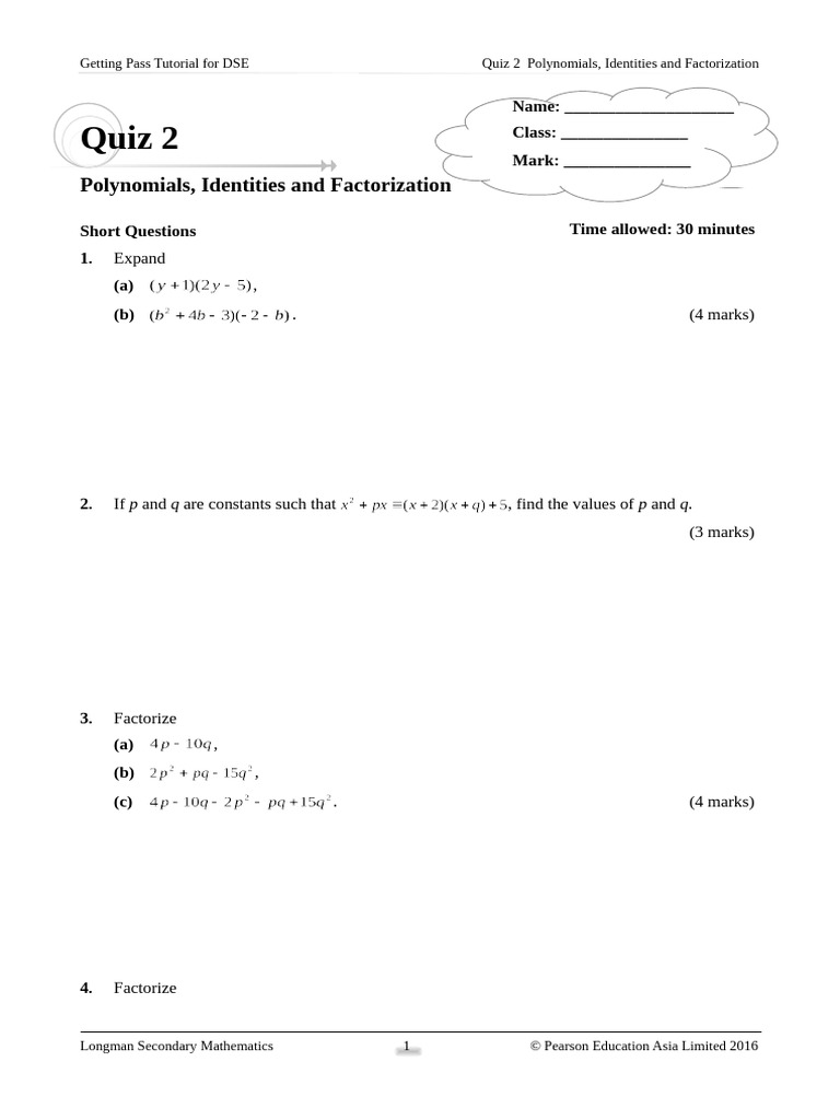 Getting Pass Tutorial Quiz 02 | PDF | Factorization | Arithmetic