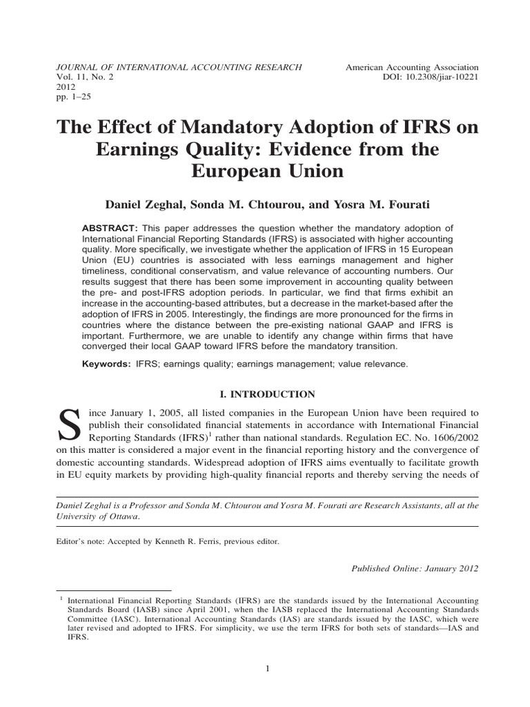 The Effect of Mandatory Adoption of IFRS on Earnings Quality: Evidence from the European Union ...
