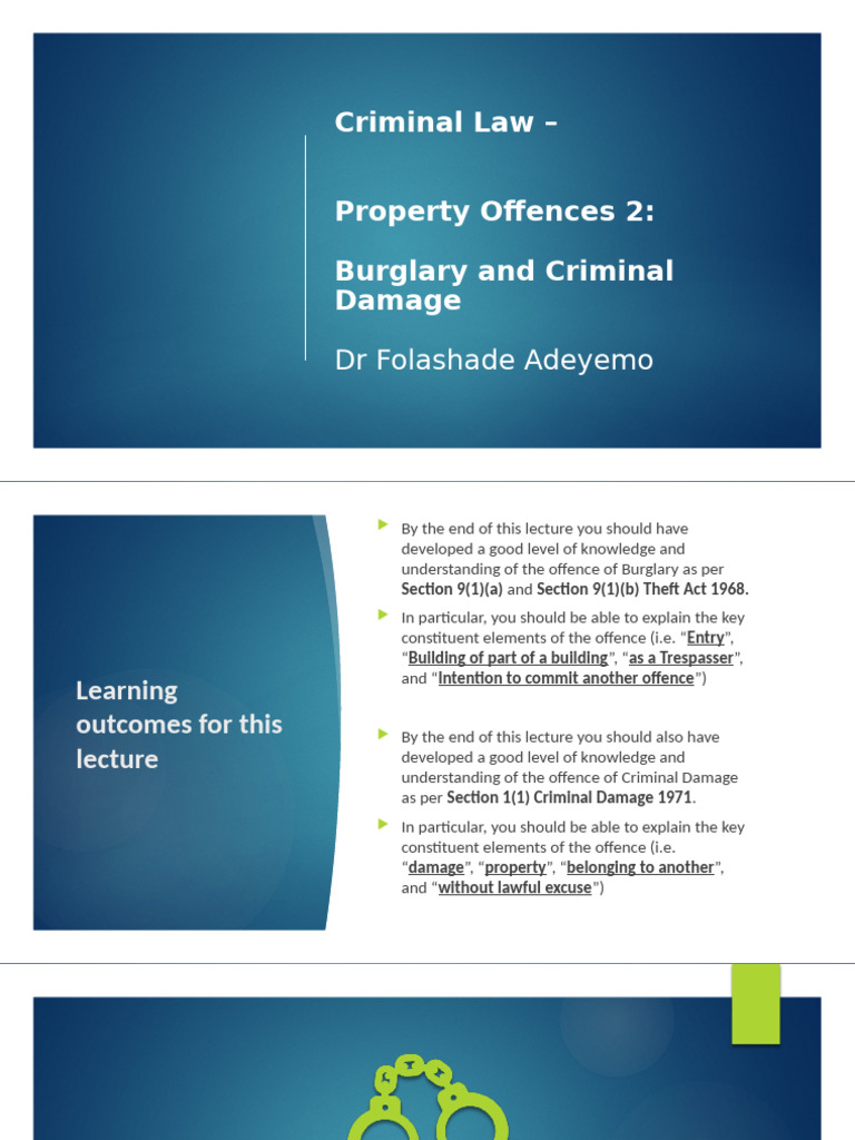 Burglary and Criminal Damage (2) | PDF | Burglary | Recklessness (Law)