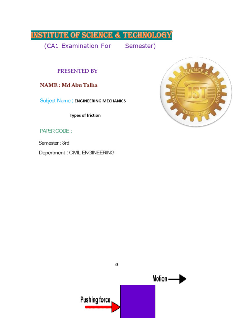 Engineering Mechanics Pdf Friction Force