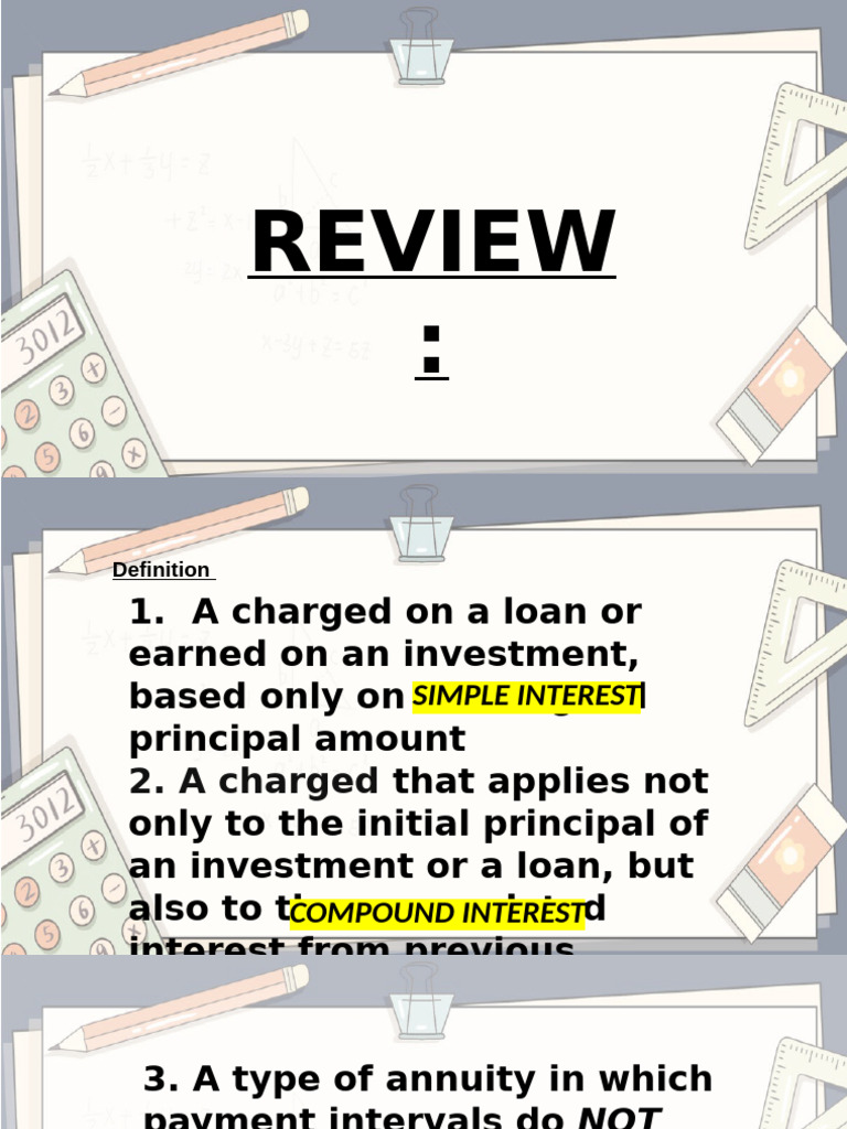 Review Test GM 2425 | PDF | Interest | Loans