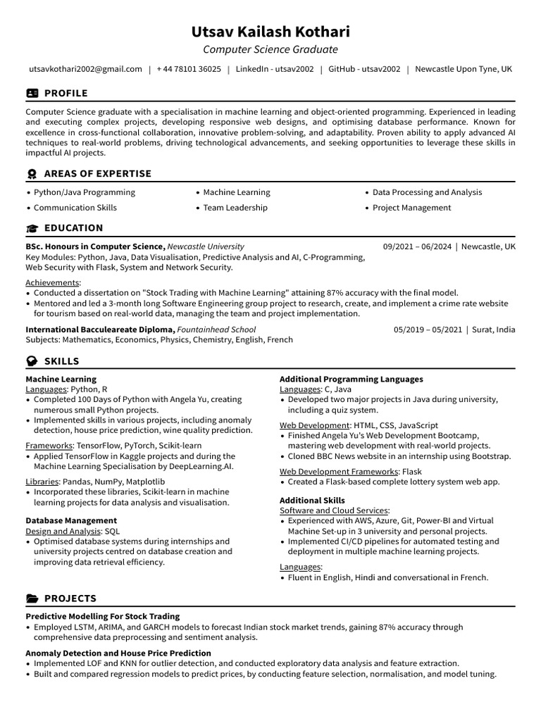 Utsav New Resume | PDF | Machine Learning | Artificial Intelligence