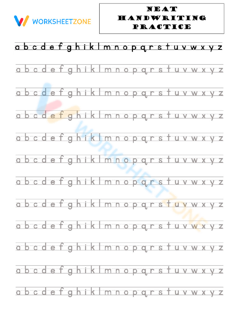 Neat Handwriting Practice Worksheet - Alphabet | PDF