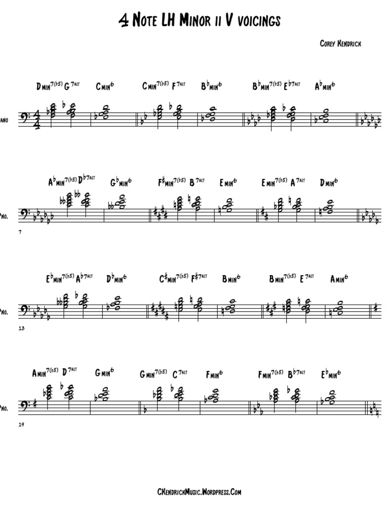 4 Note Rootless LH Minor II V I Voicings | PDF