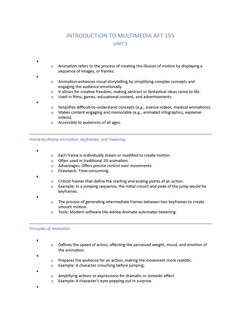 AFT 155 UNIT 5 | PDF | Animation | 3 D Computer Graphics