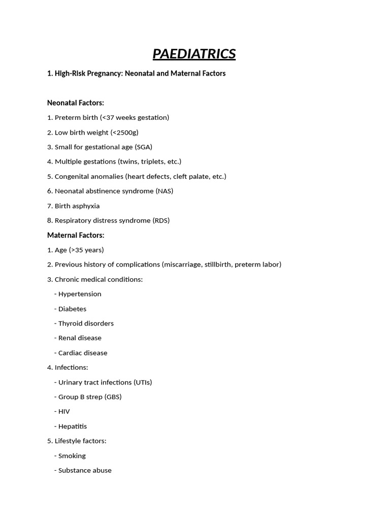 PAEDIATRICS | PDF | Preterm Birth | Cerebral Palsy