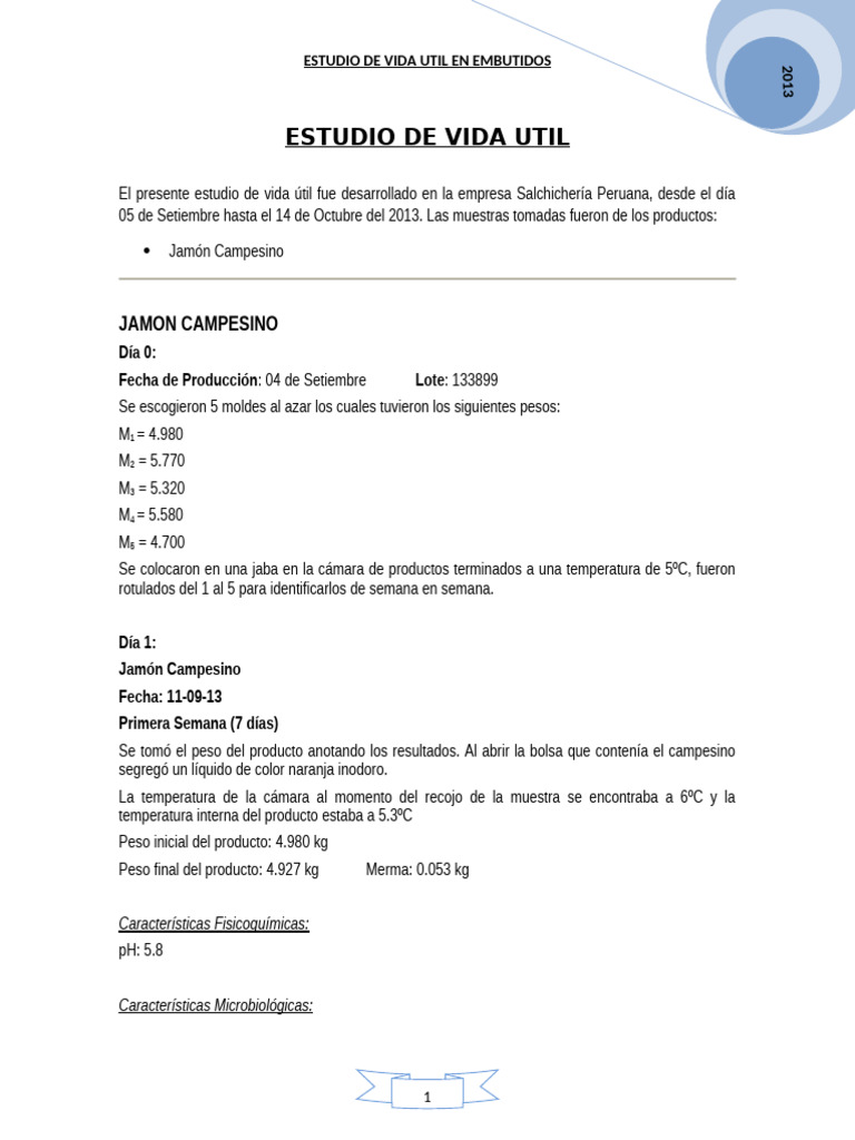 Estudio de Vida Util Campesino | PDF