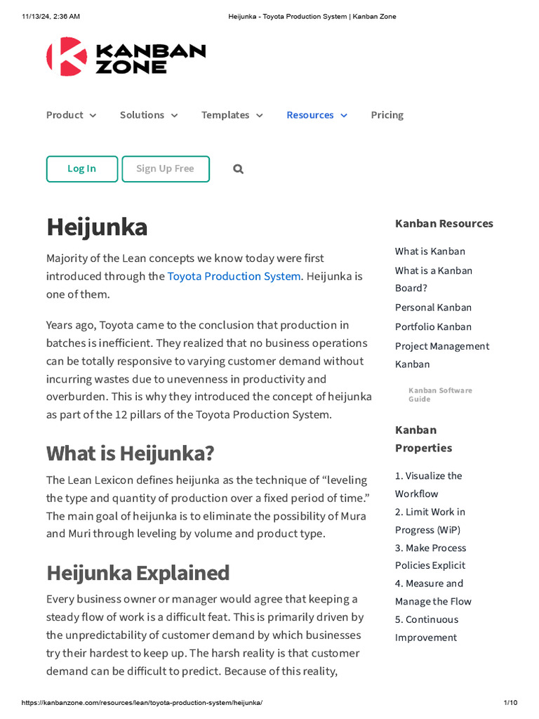 Heijunka - Toyota Production System - Kanban Zone | PDF | Lean ...