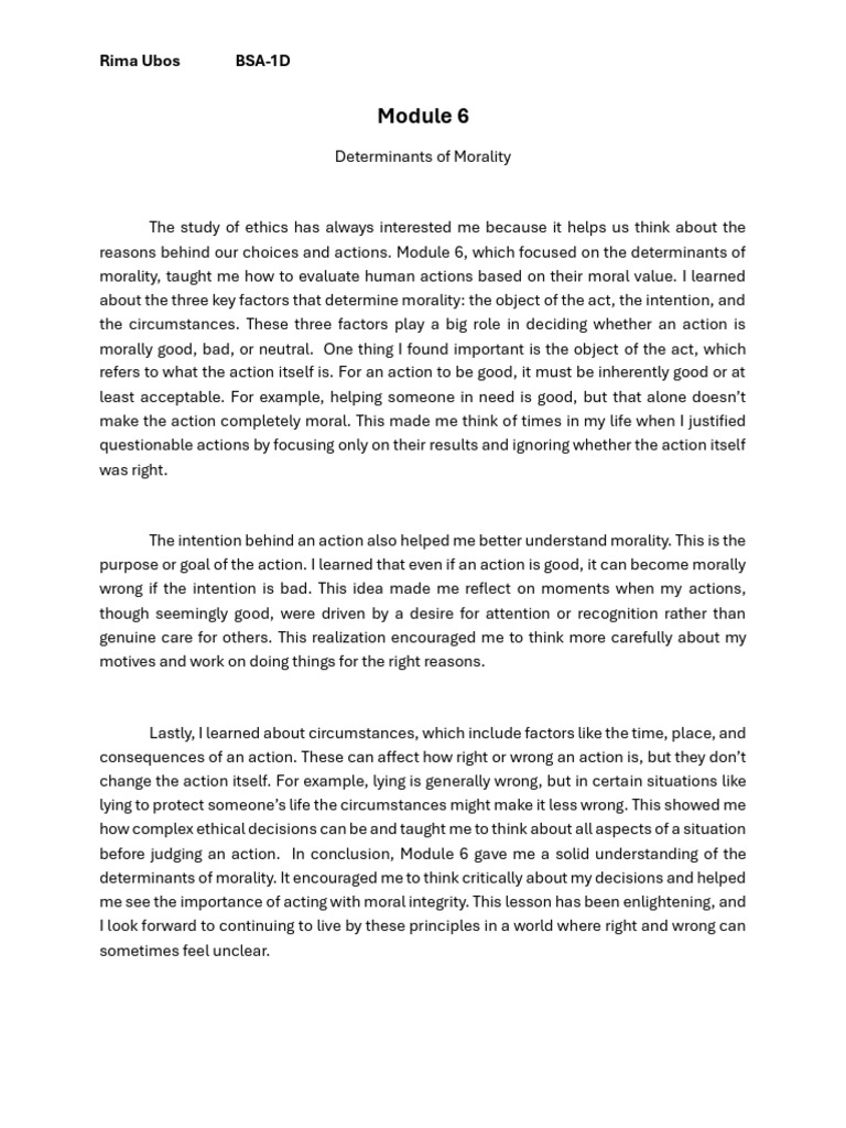 Reflection6^07 | PDF | Morality | Conscience