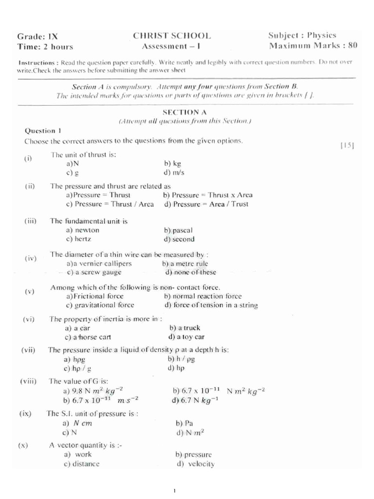Physics Question Paper | PDF