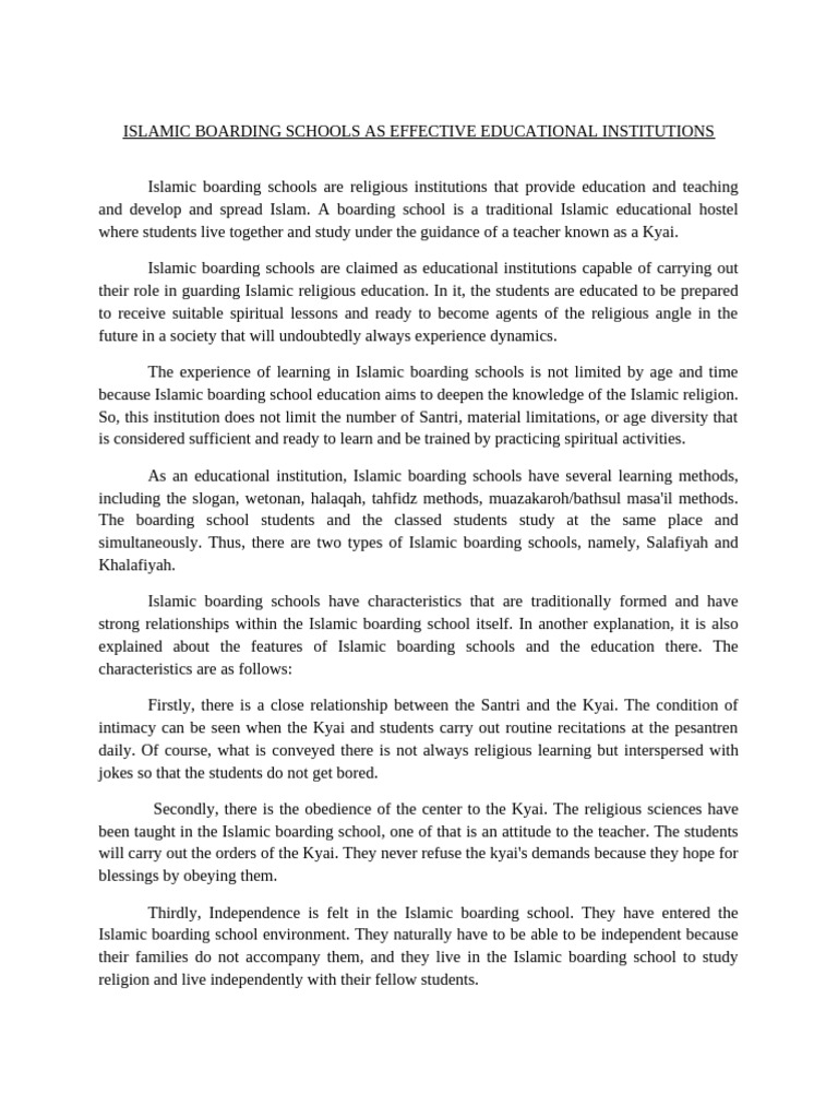 Effective Islamic Boarding Schools Explained | PDF