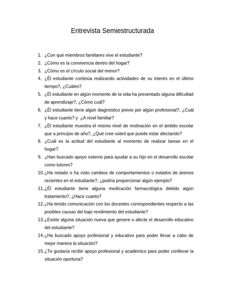 Entrevista Semiestructurada | PDF