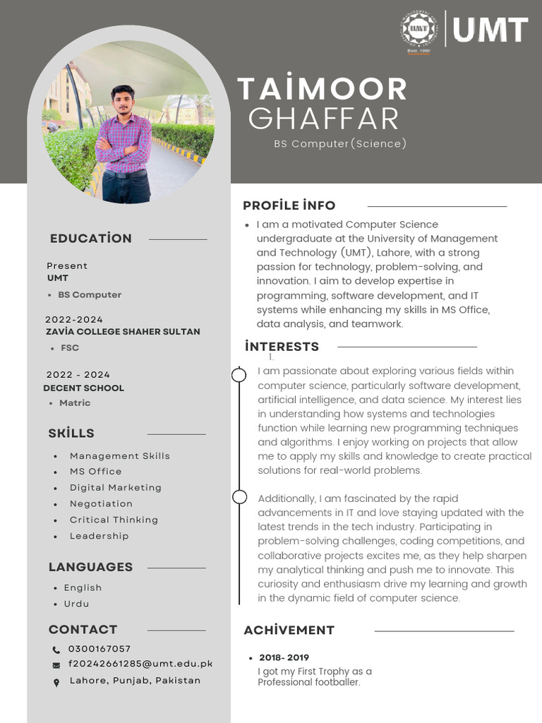Taimorr Ghaffar cv | PDF | Computer Programming | Computer Science