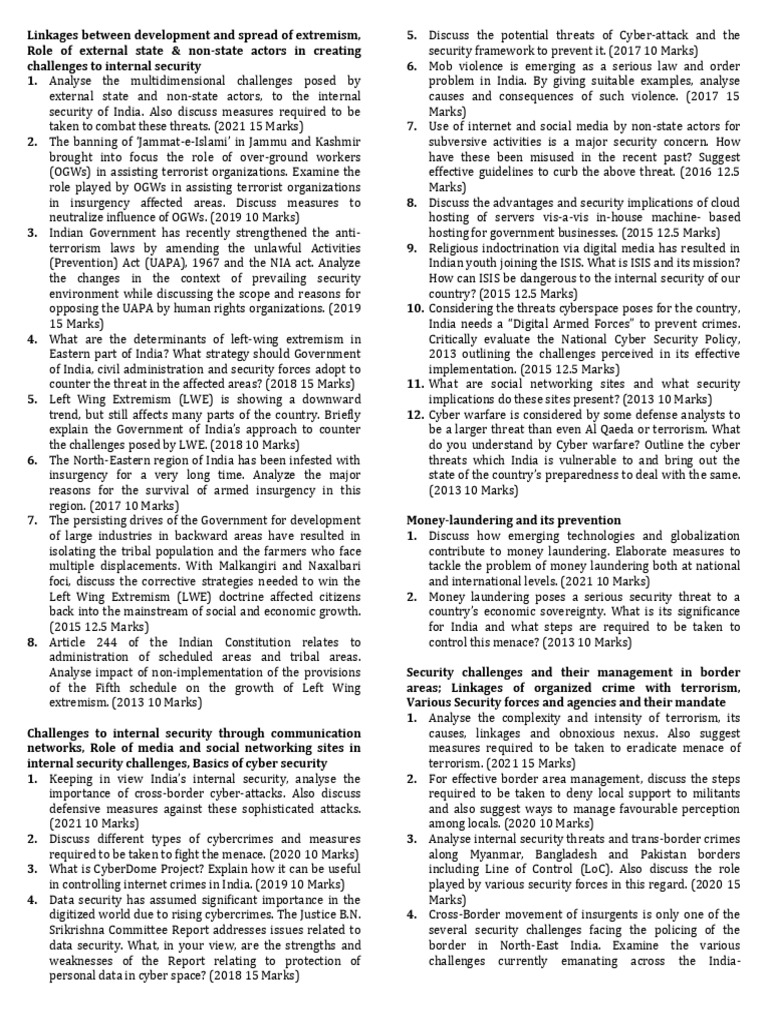 India's Internal Security Challenges | PDF | Insurgency | National Security