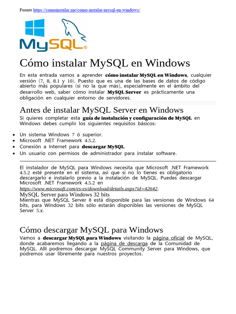 06_3Como_instalar_MySQL (1) | PDF | Mi sql | Microsoft Windows