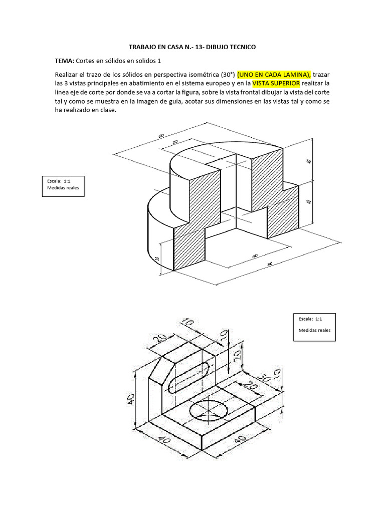 Trabajo en Casa N 13 - Cortes en Solidos 1 | PDF