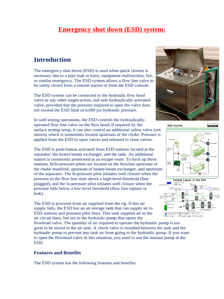 Emergency Shut Down | PDF | Valve | Pump