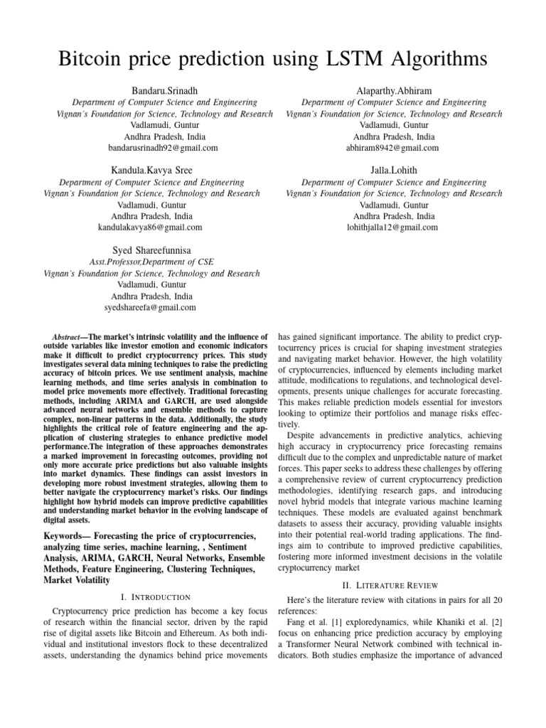Bitcoin-Price-Prediction Using LSTM | PDF | Forecasting | Machine Learning