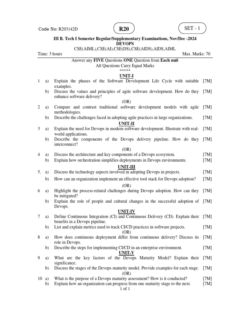 Devops Question Papers 26-11-2024 Ai&ds | PDF | Agile Software Development | Information Technology
