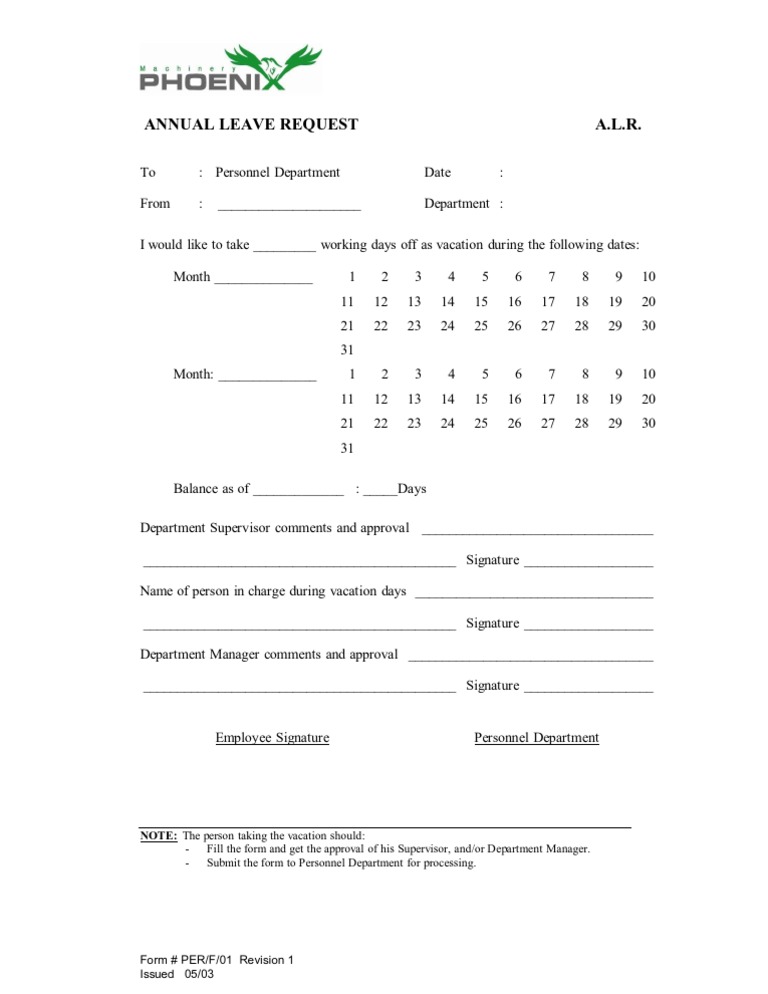 Annual Leave Request Form | PDF
