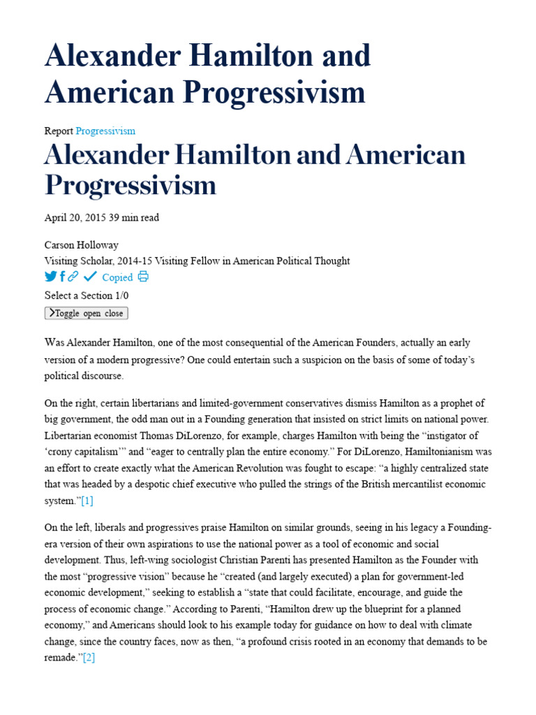 Alexander Hamilton and American Progressivism - The Heritage Foundation | PDF | Alexander ...